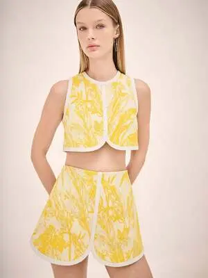 Alexis Ola Cropped Jacquard Top