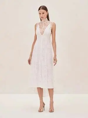 Alexis Rhiane Lace Midi Dress - White