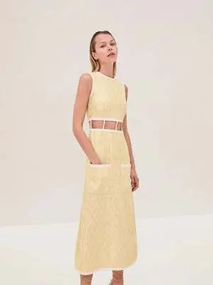 Alexis Renee Jacquard Midi Dress - Gold