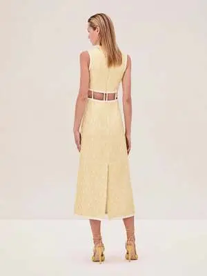 Alexis Renee Jacquard Midi Dress - Gold
