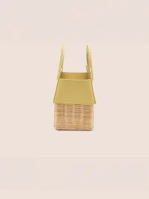 Alexis Penelope Woven And Leather Top Handle Bag - Pale Yellow