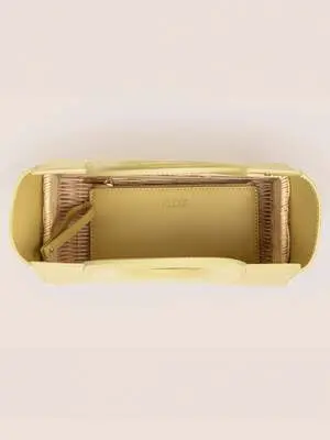 Alexis Penelope Woven And Leather Top Handle Bag - Pale Yellow