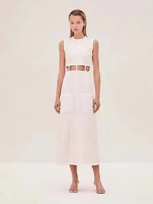 Alexis Renee Jacquard Midi Dress - Silver