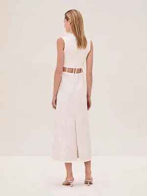 Alexis Renee Jacquard Midi Dress - Silver
