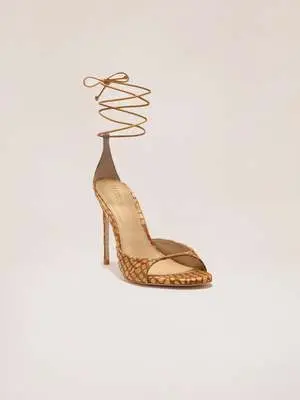 Alexis Sienna Stiletto Sandals With Wraparound Ankle Straps - Saffron