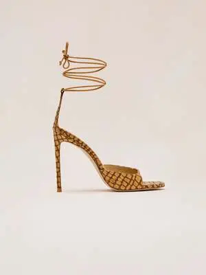 Alexis Sienna Stiletto Sandals With Wraparound Ankle Straps - Saffron