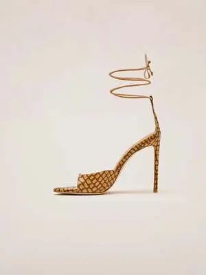 Alexis Sienna Stiletto Sandals With Wraparound Ankle Straps - Saffron