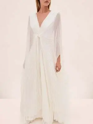 Alexis Serdena Pleated Cape Dress - Ivory