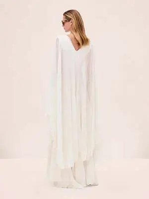 Alexis Serdena Pleated Cape Dress - Ivory