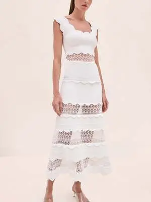 Alexis Saundra Knit Midi Dress - White