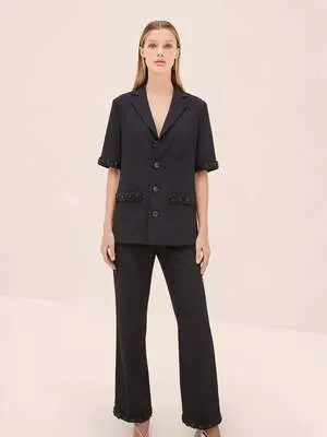 Alexis Serge Beaded Straight-leg Trousers - Black