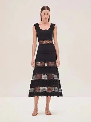 Alexis Saundra Knit Midi Dress - Black