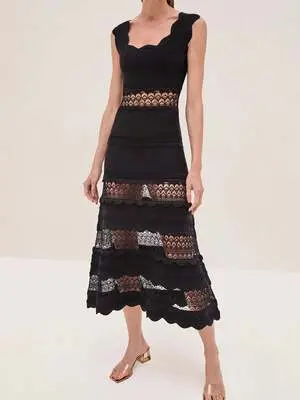 Alexis Saundra Knit Midi Dress - Black