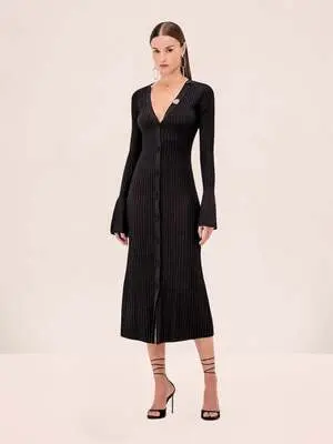 Alexis Trisha Ribbed Knit Midi Dress - Black