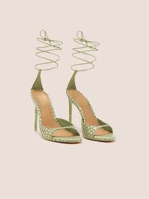 Alexis Sienna Stiletto Sandal With Wrap-around Ankle Ties - Mint
