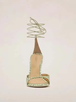 Alexis Sienna Stiletto Sandal With Wrap-around Ankle Ties - Mint