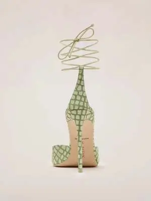 Alexis Sienna Stiletto Sandal With Wrap-around Ankle Ties - Mint