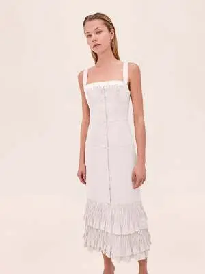 Alexis Atalya Cotton Poplin Midi Dress - White