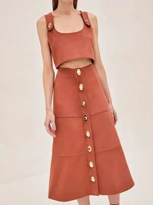 Alexis Sinead High-waisted Vegan Suede Midi Skirt