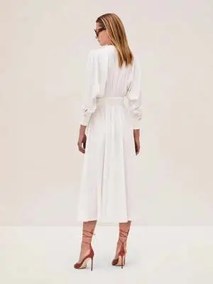 Alexis Viro Dress Long Sleeve Plunge V-neck Midi Dress