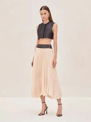 Alexis Tansia Pleated Midi Skirt With High Slit