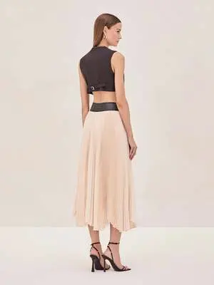 Alexis Tansia Pleated Midi Skirt With High Slit
