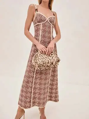 Alexis Houndstooth Woven Midi Dress