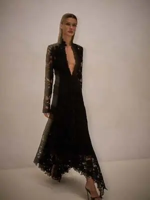 Alexis Camila Lace Midi Dress - Black