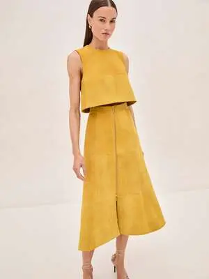 Alexis Bently A-line Skirt - Citrine Suede