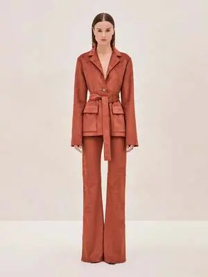 Alexis Byers Vegan Suede Pants - Auburn