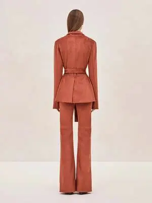 Alexis Byers Vegan Suede Pants - Auburn