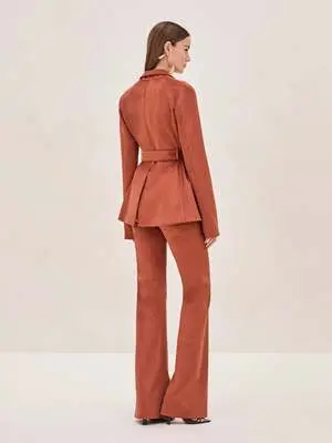 Alexis Byers Vegan Suede Pants - Auburn