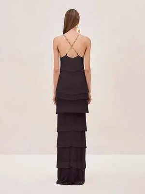Alexis Yira Pleated Tiered Gown - Black