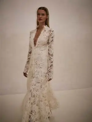 Alexis Camila Floral Lace Midi Dress - Ivory