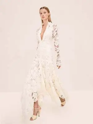 Alexis Camila Floral Lace Midi Dress - Ivory