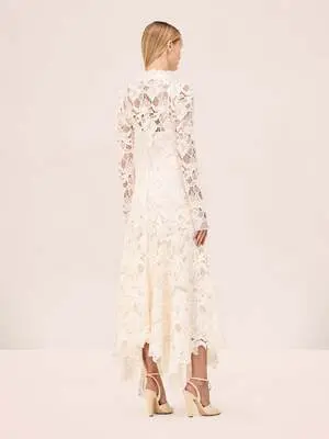 Alexis Camila Floral Lace Midi Dress - Ivory