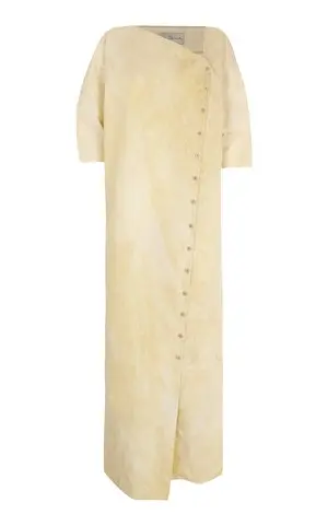 CORTANA Isla Button-front Asymmetrical Maxi Dress