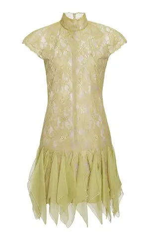 Valentino Garavani Frill-trimmed Mini Dress - Lime Green