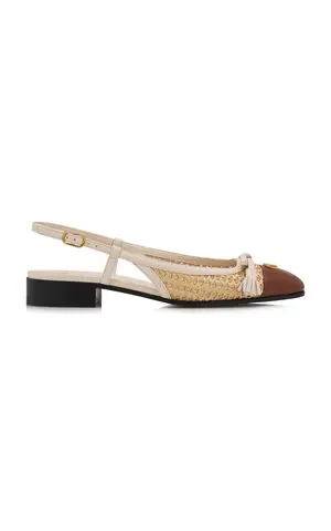 Valentino Garavani Valet Du Roi Leather Slingback Ballerinas - Neutral
