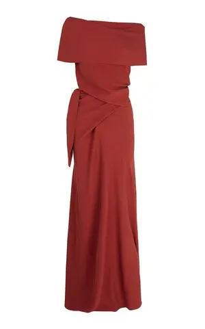 CORTANA Onara Fold-over Top Silk-blend Maxi Dress