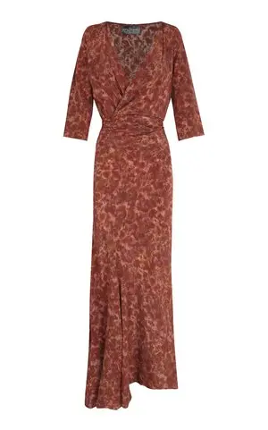 CORTANA Carla Silk Wrap Maxi Dress - Print