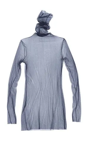 CORTANA Cisne Sheer Silk-blend Top - Navy