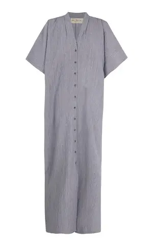 CORTANA Camila Linen Button-front Maxi Dress - Grey