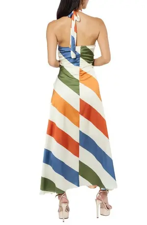 CIEBON Jayla Diagonal Stripe Halter Dress