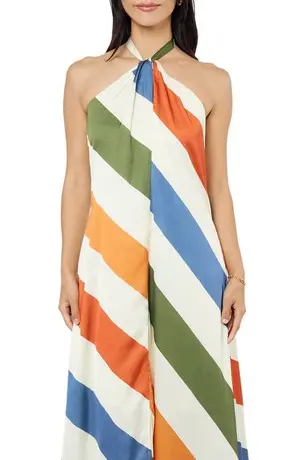 CIEBON Jayla Diagonal Stripe Halter Dress