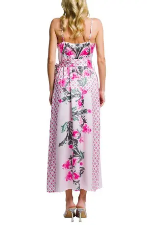 CIEBON Clillian Floral Print Faux Wrap Dress