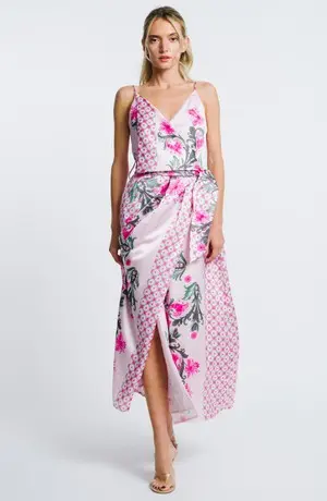 CIEBON Clillian Floral Print Faux Wrap Dress