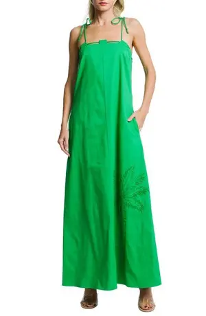 CIEBON Hattie Beaded Cotton Blend Maxi Sundress