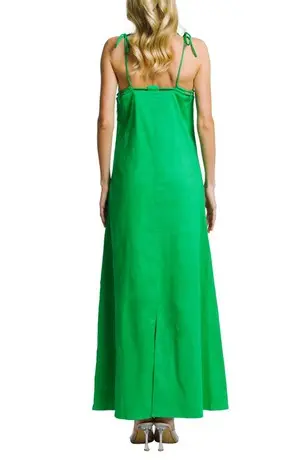 CIEBON Hattie Beaded Cotton Blend Maxi Sundress