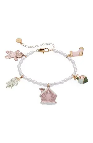 ALEX AND ANI Christmas Beaded Charm Bracelet - Gold